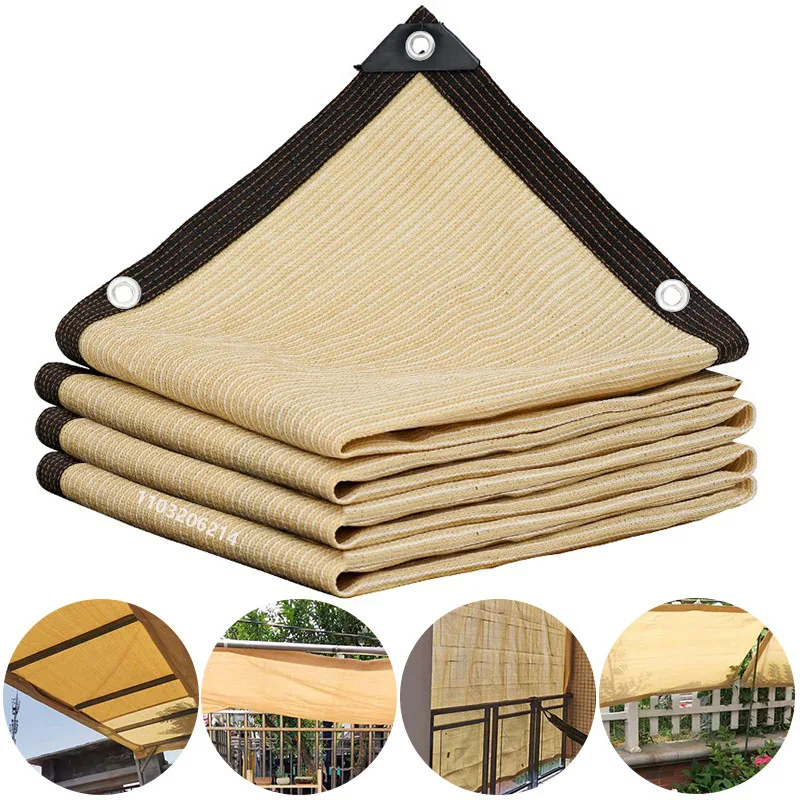 Beige Sunshade Net UV Protection Plant Shed Outdoor Sunshade Umbrella ...