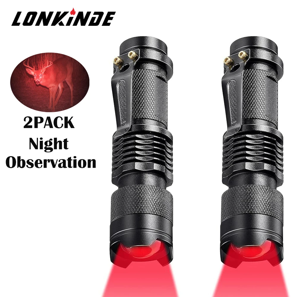 2pcs-Mini-SK68-Zoomable-Red-Flashlight-1-Mode-Waterproof-IP65-Pocket ...