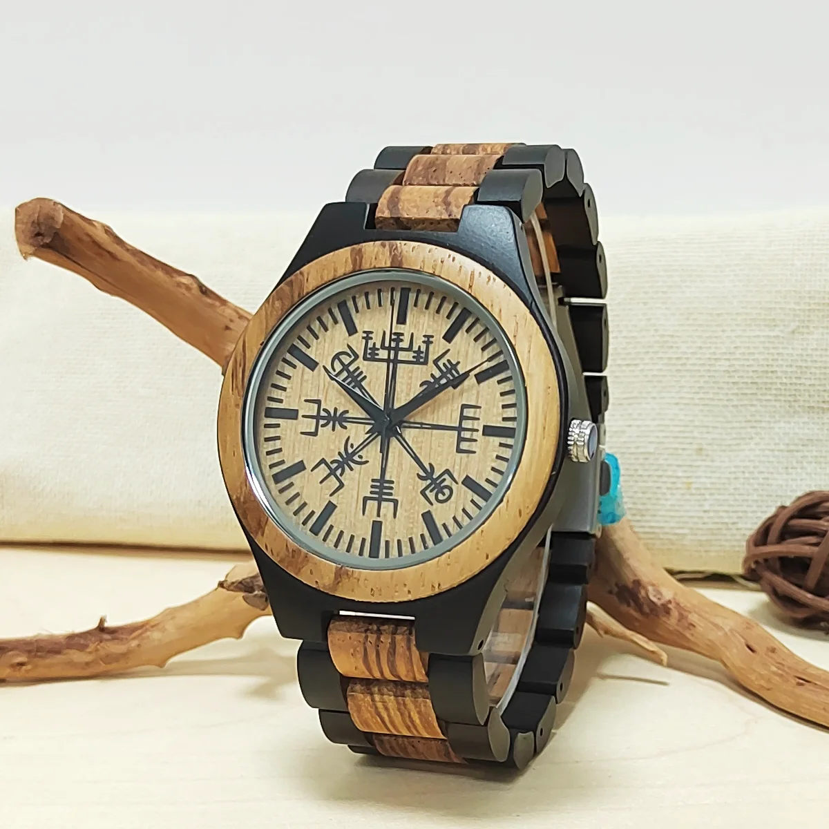 Wooden-Wrist-Watches-Man-Viking-Symbol-Element-Clock-Personalized ...