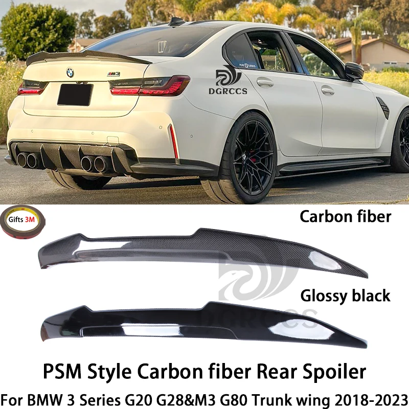 For BMW 3 Series G20 G28&M3 G80 PSM Style Carbon fiber Rear Spoiler ...