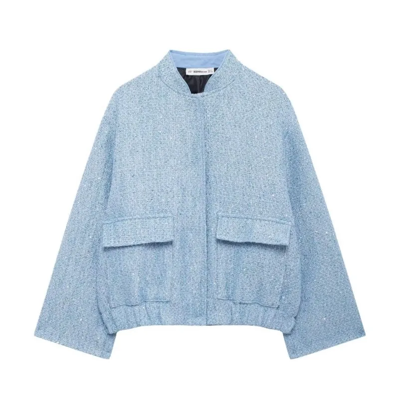 TRAF-Womens-autumn-Sequin-Coarse-Spinning-Jacket-With-Buckle-for-Casual ...