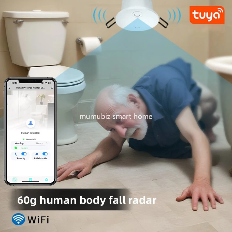 Tuya APP Control 60G WiFi Elder Care Human Fall Sensor Detect Falling ...