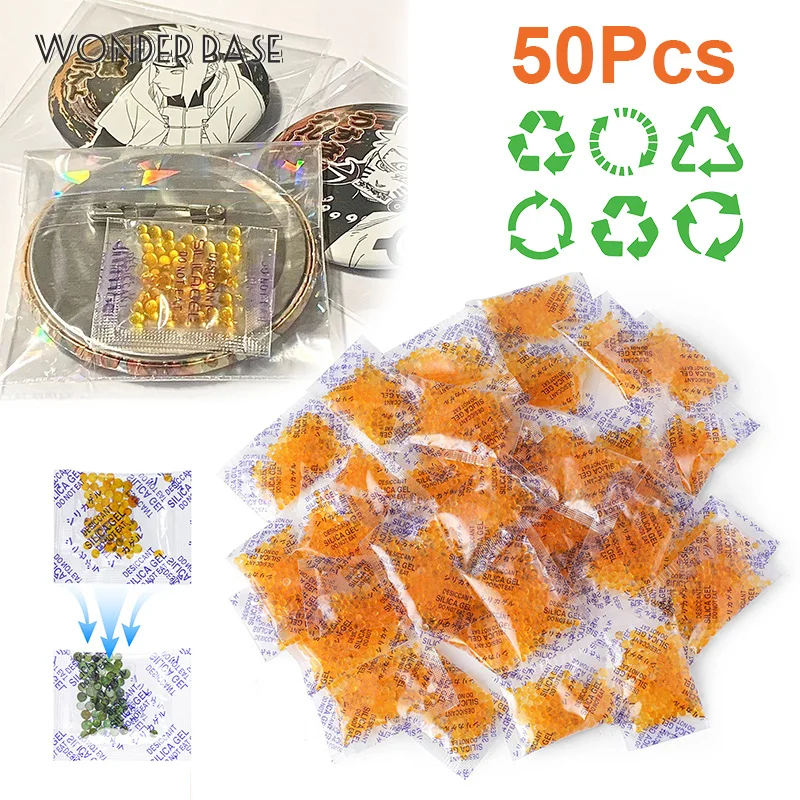 50Pcs-Dehumidifier-Bags-Silica-Gel-Sachets-Desiccant-Packets-Anime ...