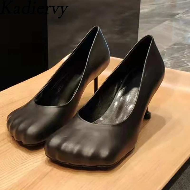Women Pumps Strange Style Toe Genuine Leather Runway Shoes Woman Summer ...