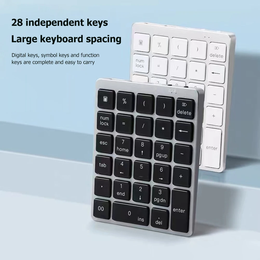 28Keys Bluetooth Numeric Keyboard Portable Aluminium Alloy Wireless ...