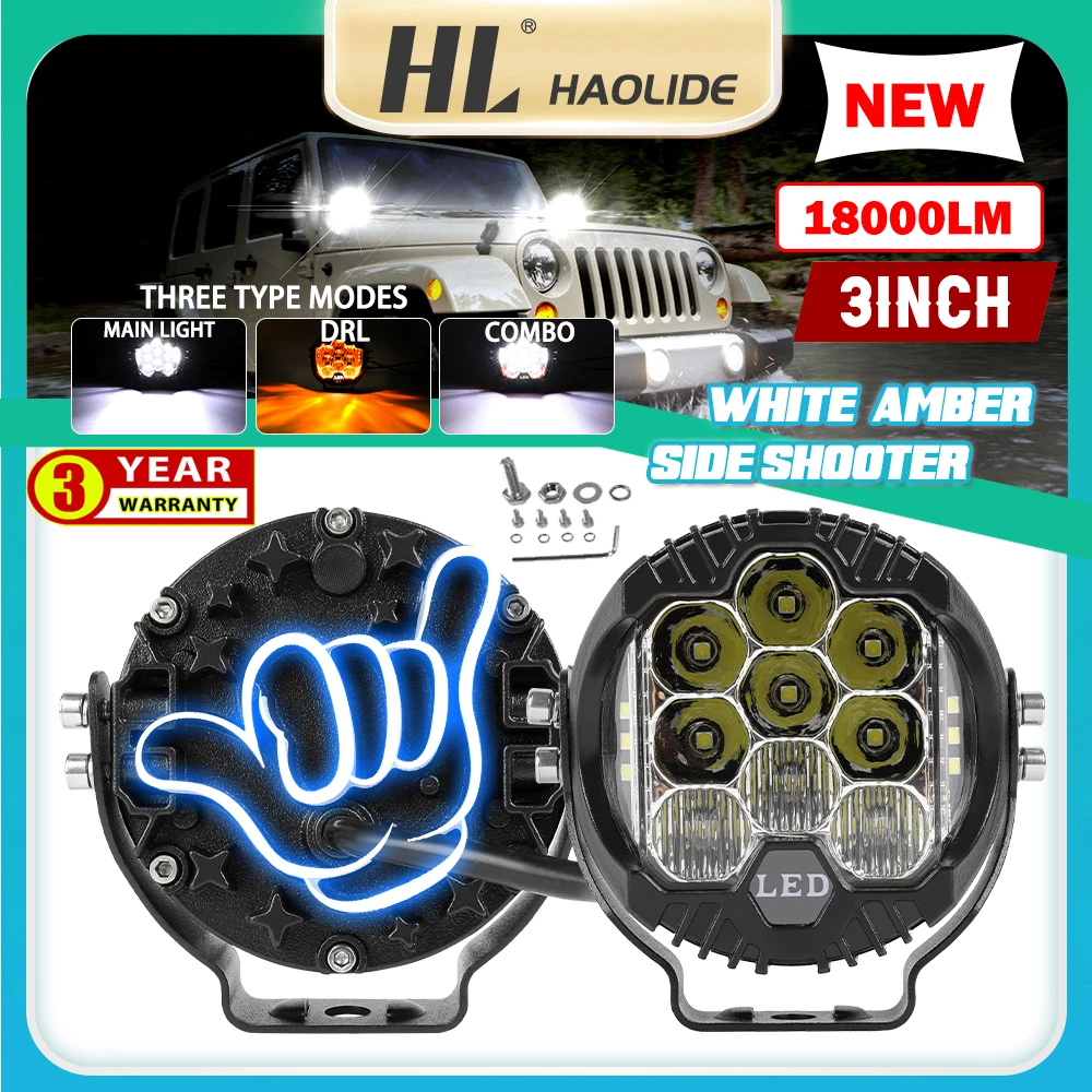 HAOLIDE 3" DRL 4x4 Off Road Led Work Light For Car White Super Bright ...