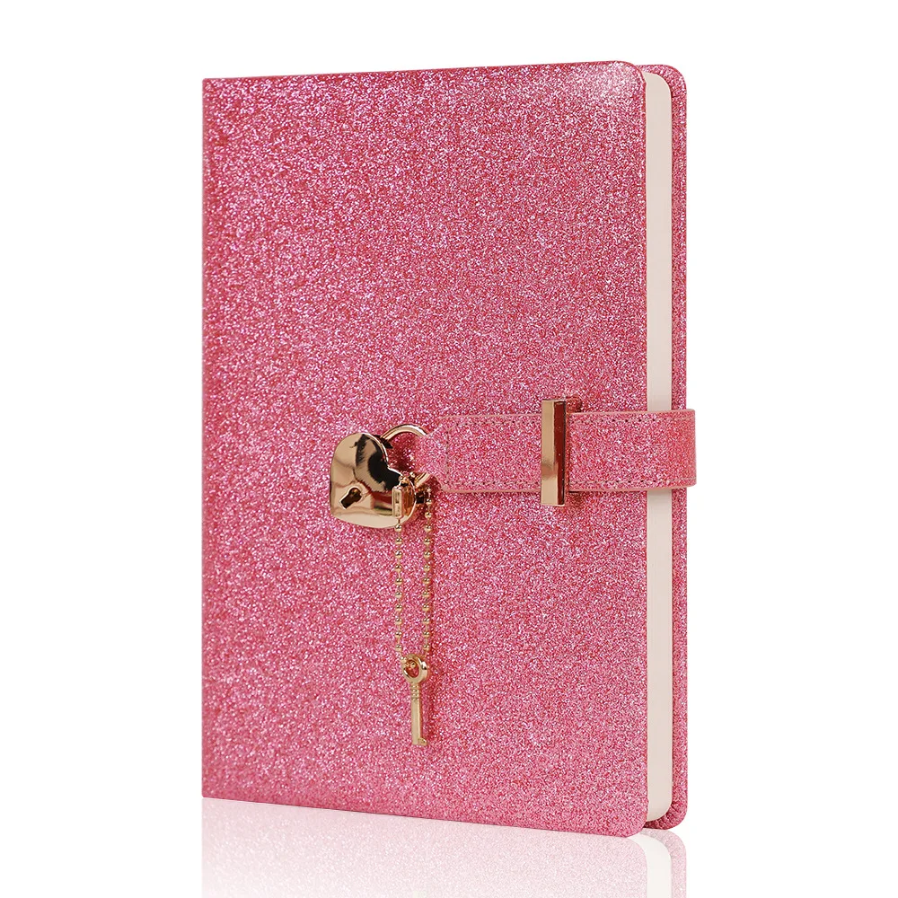 A5 Cute Girly Heart-Shaped Lock Notebook PU Leather High-Value Notebook ...