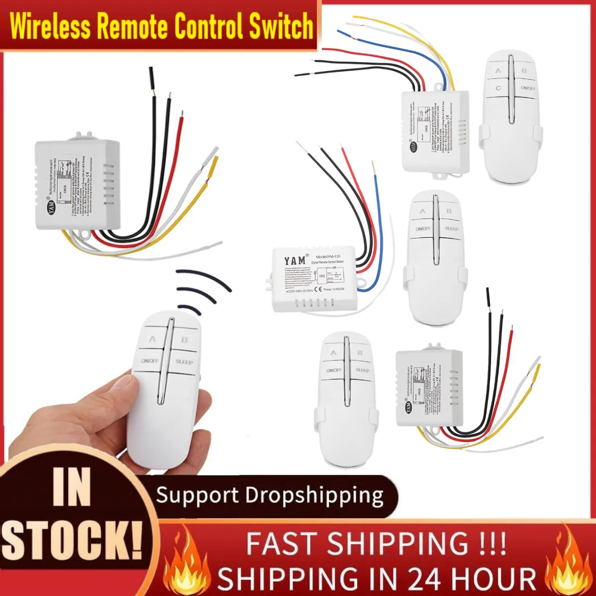 Remote Control Switch AC 220V 1/2/3 Way Relay Wireless Remote Switch ...