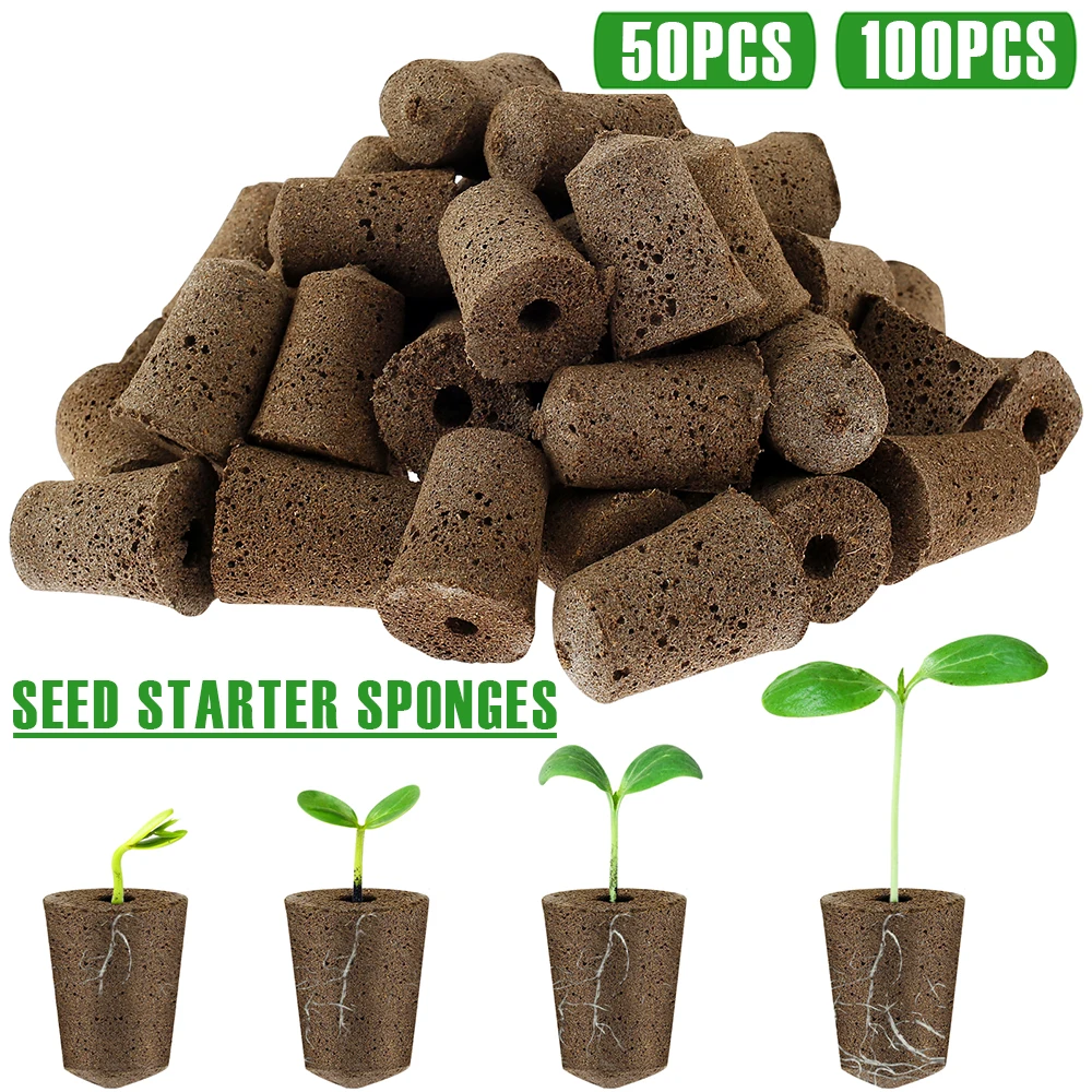 50-100-Pack-Seed-Starter-Sponges-Professional-Hydroponics-Sponges-Kit ...