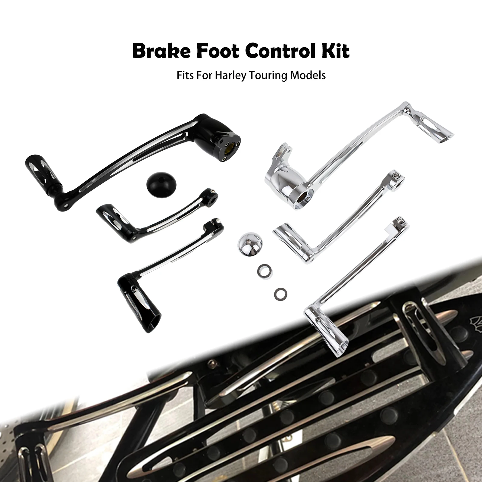 Motorcycle Foot Control Kit Heel Toe Shift Lever W/Shifter Pedal Brake ...