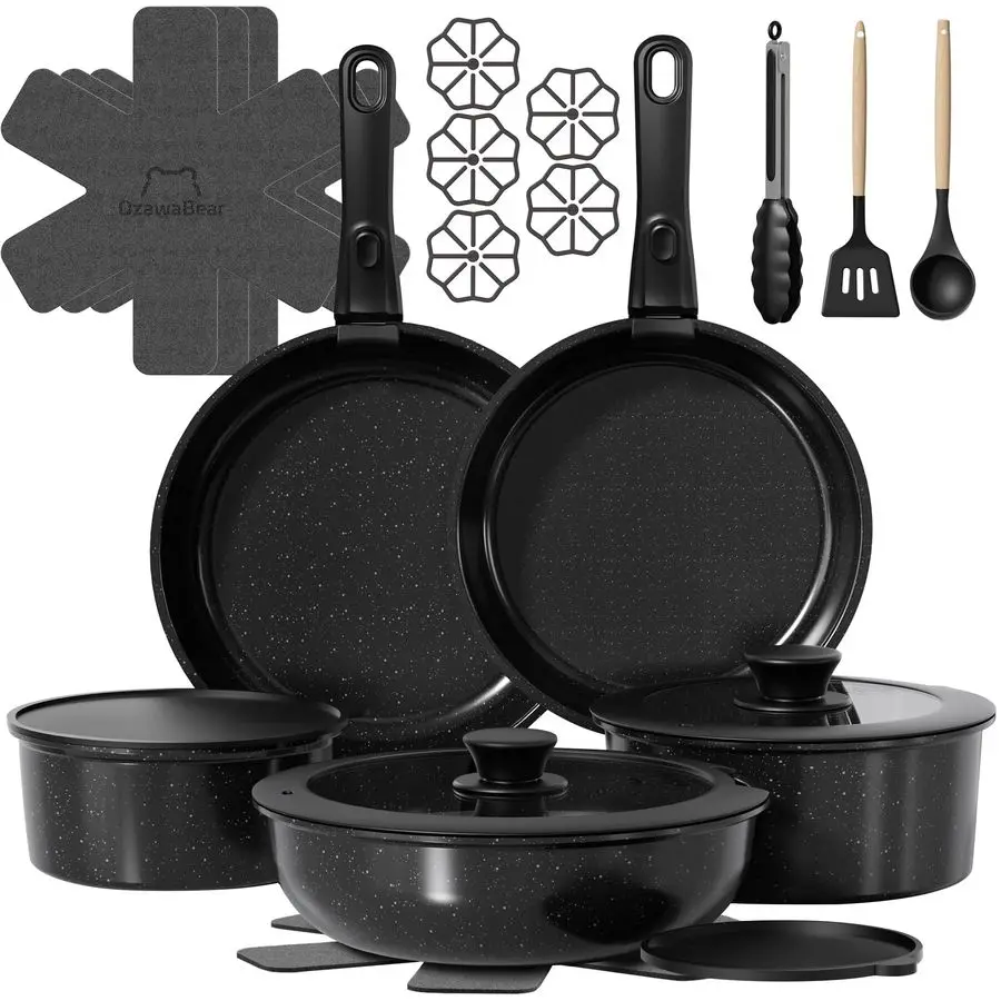 Pcs Pots and Pans Set Non Stick, Ceramic Cookware Set Non Toxic with ...