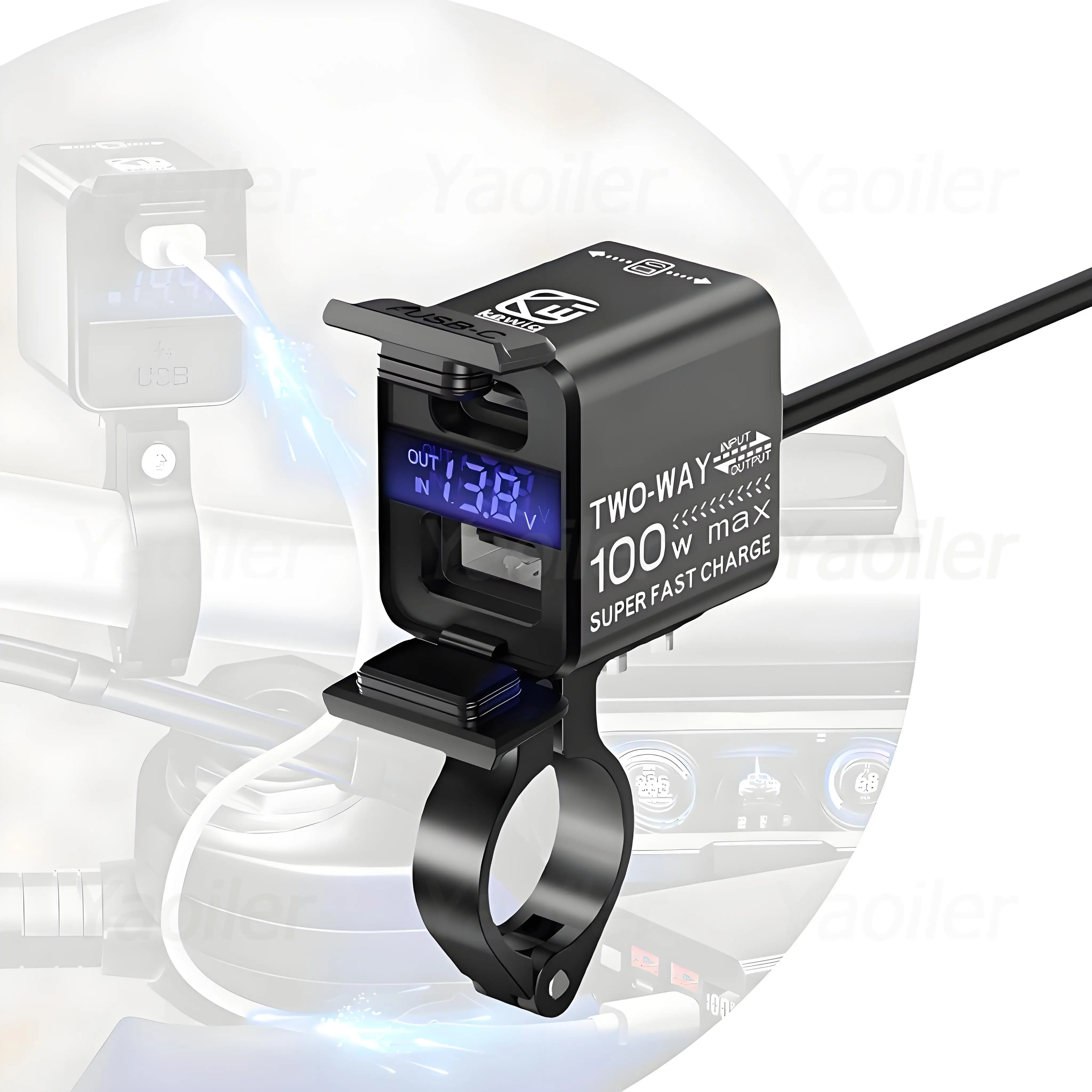 100W Motorcycle Battery Charger Waterproof Two-Way Fast Emergency ...