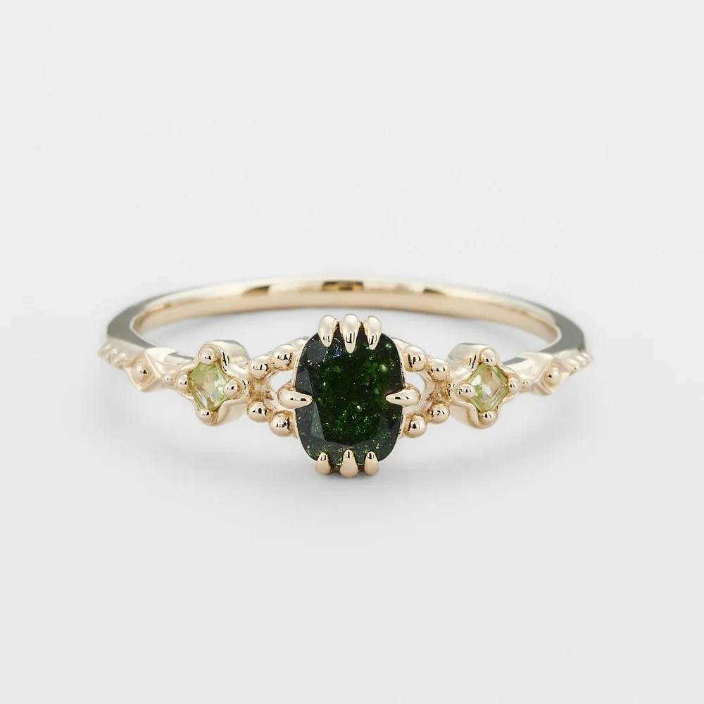 Top-Natural-Crystal-Chrysolite-Ring-Jewelry-For-Women-Deep-Green ...