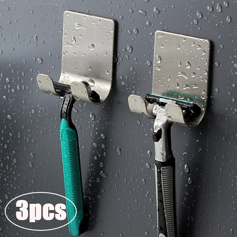 3pcs-Shaver-Storage-Rack-Shelf-Stainless-Steel-Razor-Holder-Wall ...
