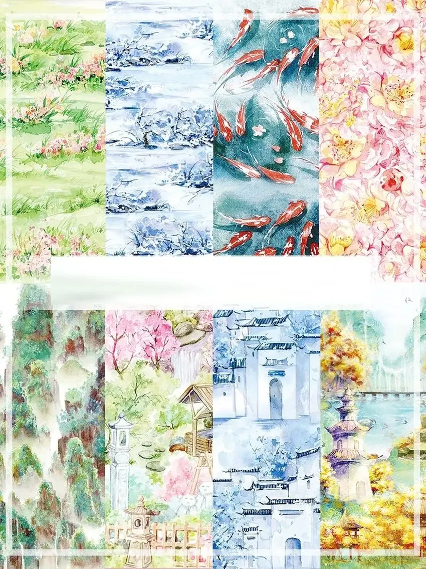 2M Roll Ancient Style Japanese Paper Decorative Landscap Washi Tape ...