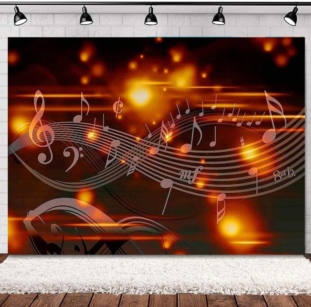 Music-Photography-Backdrop-Neon-Lights-Notes-Background-Theme-Party ...