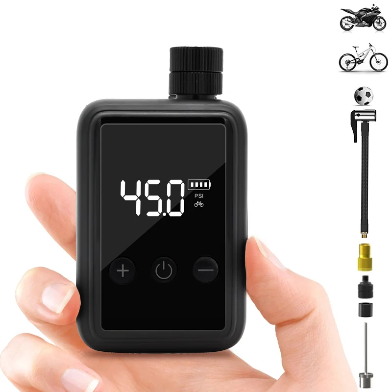 Bike-Pump-Electric-Mini-Portable-Bicycle-Pump-With-Digital-PSI-Pressure ...