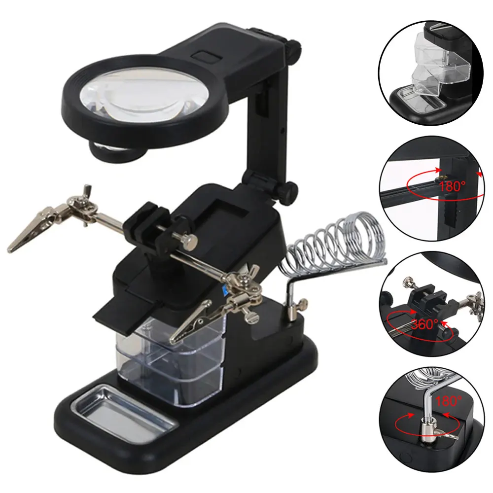 Welding-Magnifying-Glass-3X-4-5X-25X-Illuminated-Magnifier-LED-Light ...