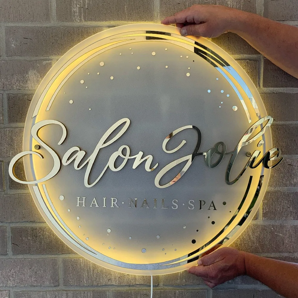 Custom Acrylic Business Logo Neon Lights Wall Decor 3D Metal Sign ...