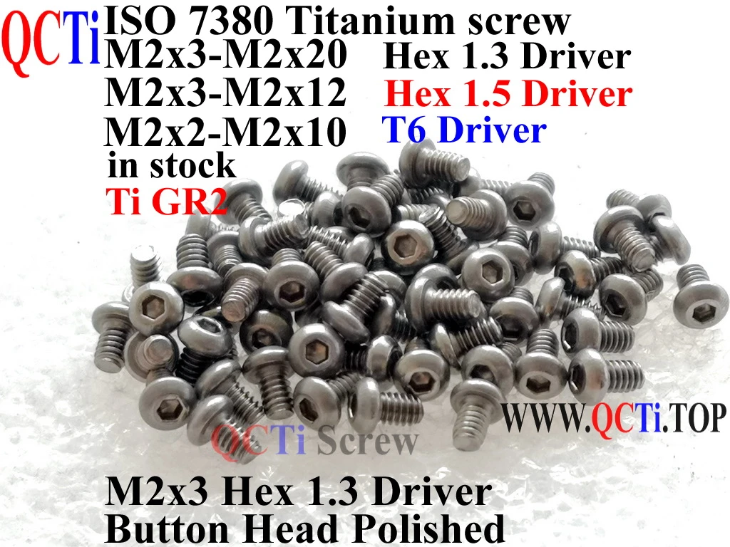 Button Head M2 Titanium Screws M2x3 M2x4 M2x5 M2x6 M2x7 M2x8 M2x10 ...
