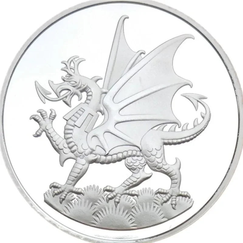 Welsh-Red-Dragon-Commemorative-Coin-Badge-Embossed-silver-Plated-Coins ...