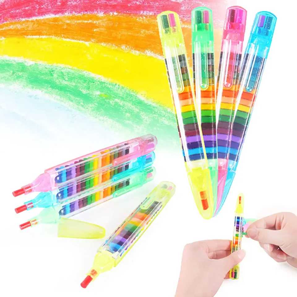 Triangle Crayons 20 Pieces Rainbow Pencils Stackable Crayons For Kids ...