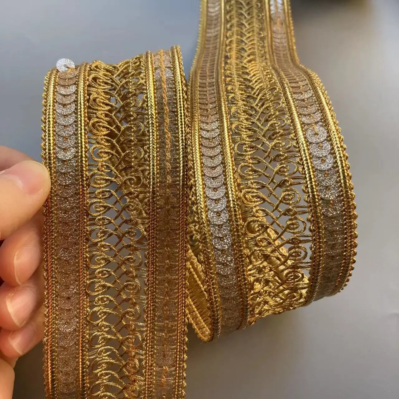 1-Yard-4-7cm-Gold-Lace-Trim-Ribbon-Gold-Thread-Webbing-Ethnic-Style ...