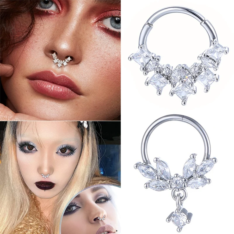 Fashion Crystal Butterfly Nose Ring for Women Stainless Steel ...