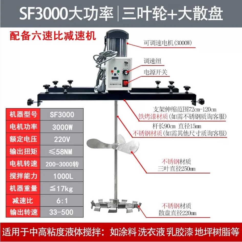 SF3000 high-power three-blade impeller + large dispersing disc mixer ...
