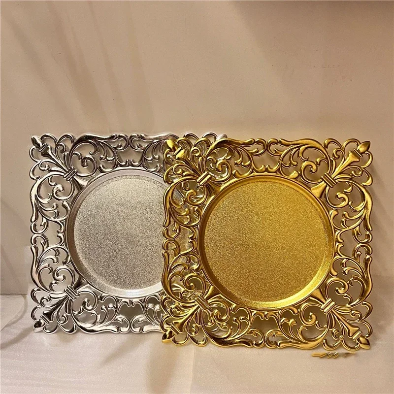 5pcs-Square-Steel-Gold-Dining-Plate-Dessert-Plate-Tray-Snack-Kitchen ...