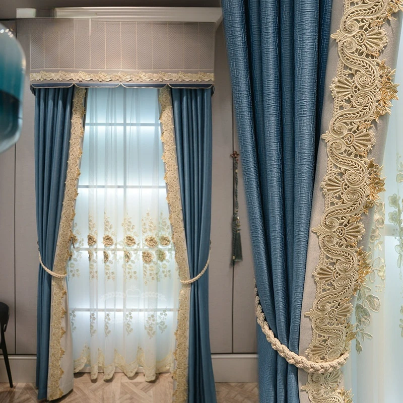 Customized Modern Nordic Style Contrast Stitching Curtains for Living ...