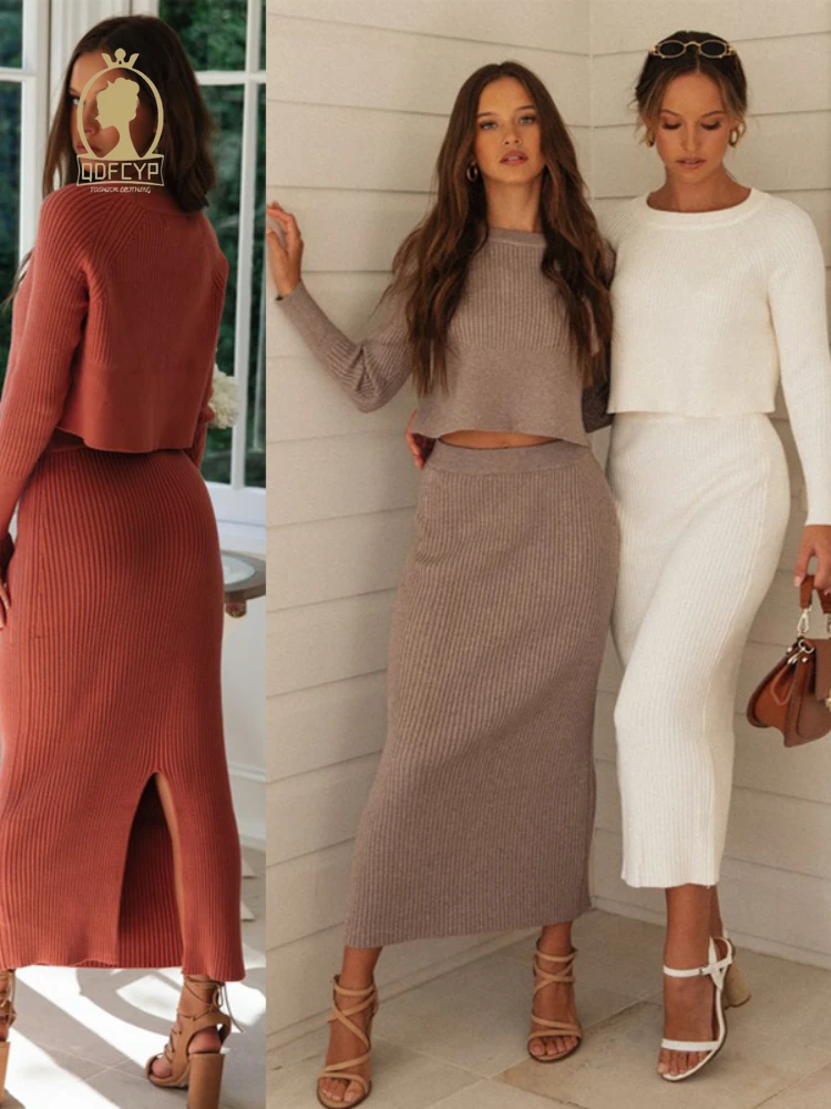 Women-s-Dress-Sets-Autumn-Winter-Fashion-3-color-Sweater-Matching-Set ...