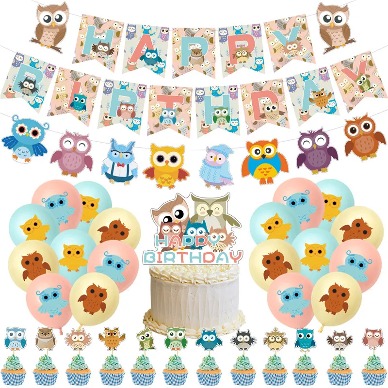 Owl First Birthday Table Centerpiece