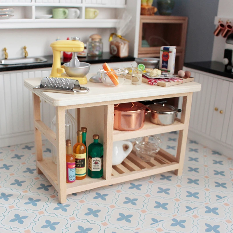 1-12-Poppenhuis-Meubels-Miniatuur-Houten-Console-Tafel-Kast-Keuken ...