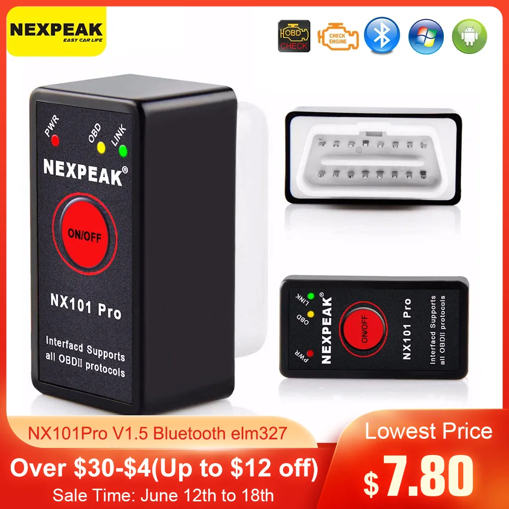 NEXPEAK NX101 Pro Elm327บลูทูธ OBD2 Elm 327 Pic18f25k80สำหรับ Android ...