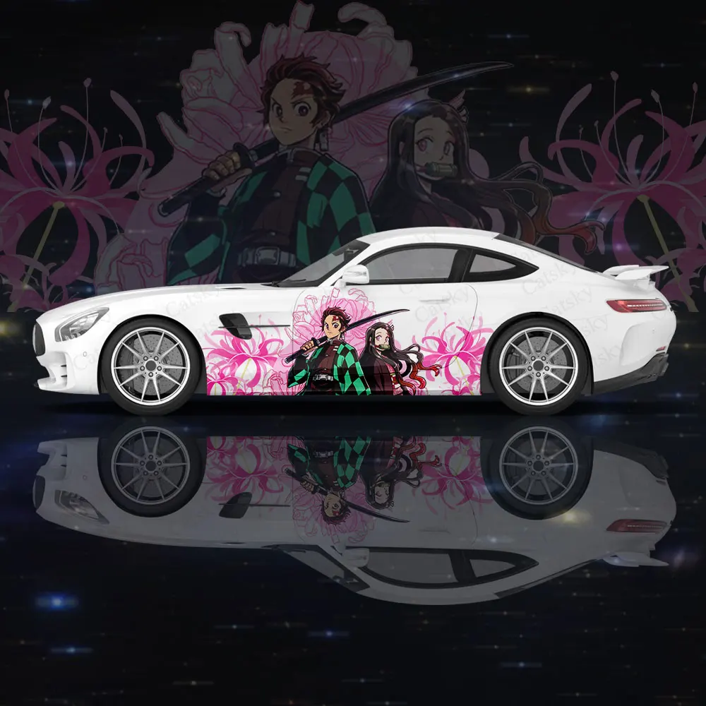 Demon Slayer Pattern Car Wrap Protect Stickers Car Decal Creative ...