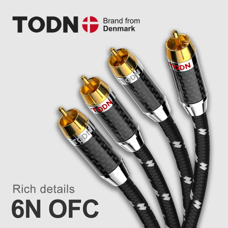 TODN 1 Pair rca cable 6N OFC hifi 2rca to 2rca high-end audio cables ...