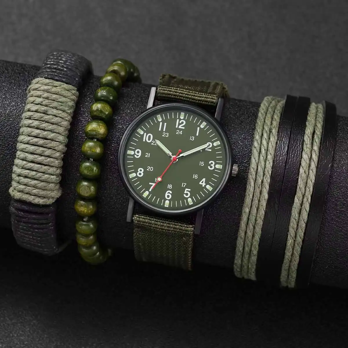 4PCS/Set Fashion Casual Nylon Band Men Watches Male's Analog Quartz ...