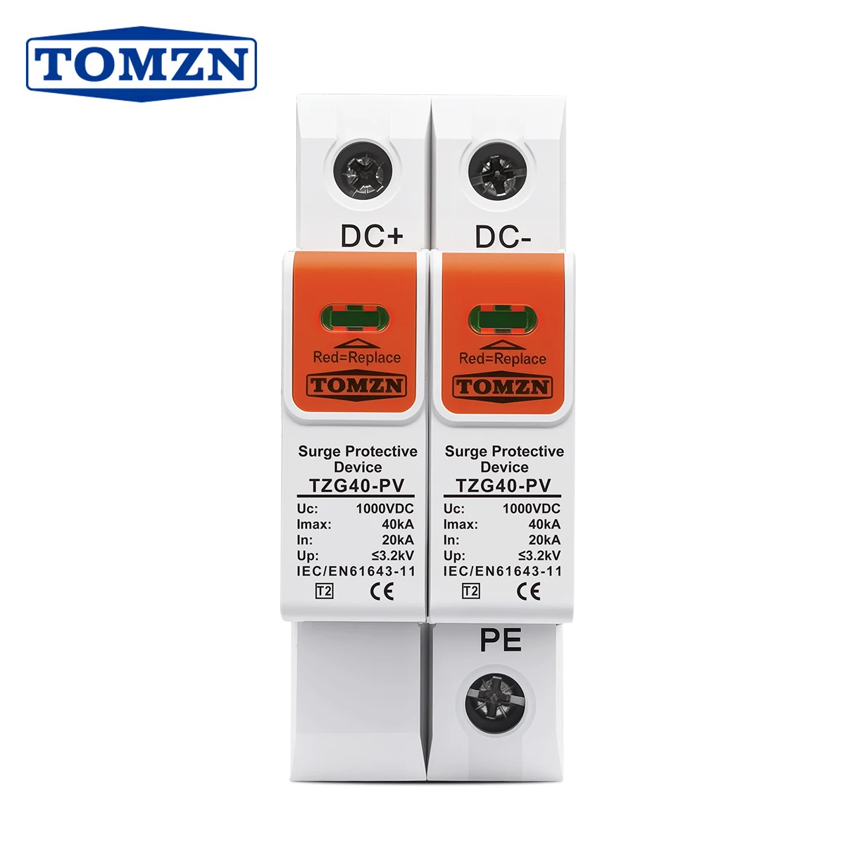 TOMZN TZG40-PV MOV SPD DC 1000V 800V 600V 500V 10kA~20kA 20kA~40kA ...