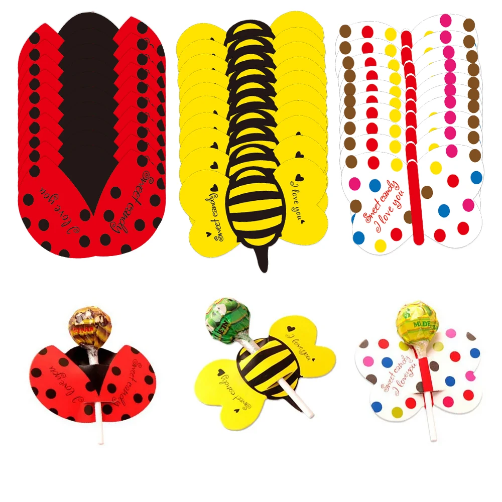20-50PCS-Ladybug-Butterfly-Bee-Lollipop-Package-Card-Insect-Candy ...
