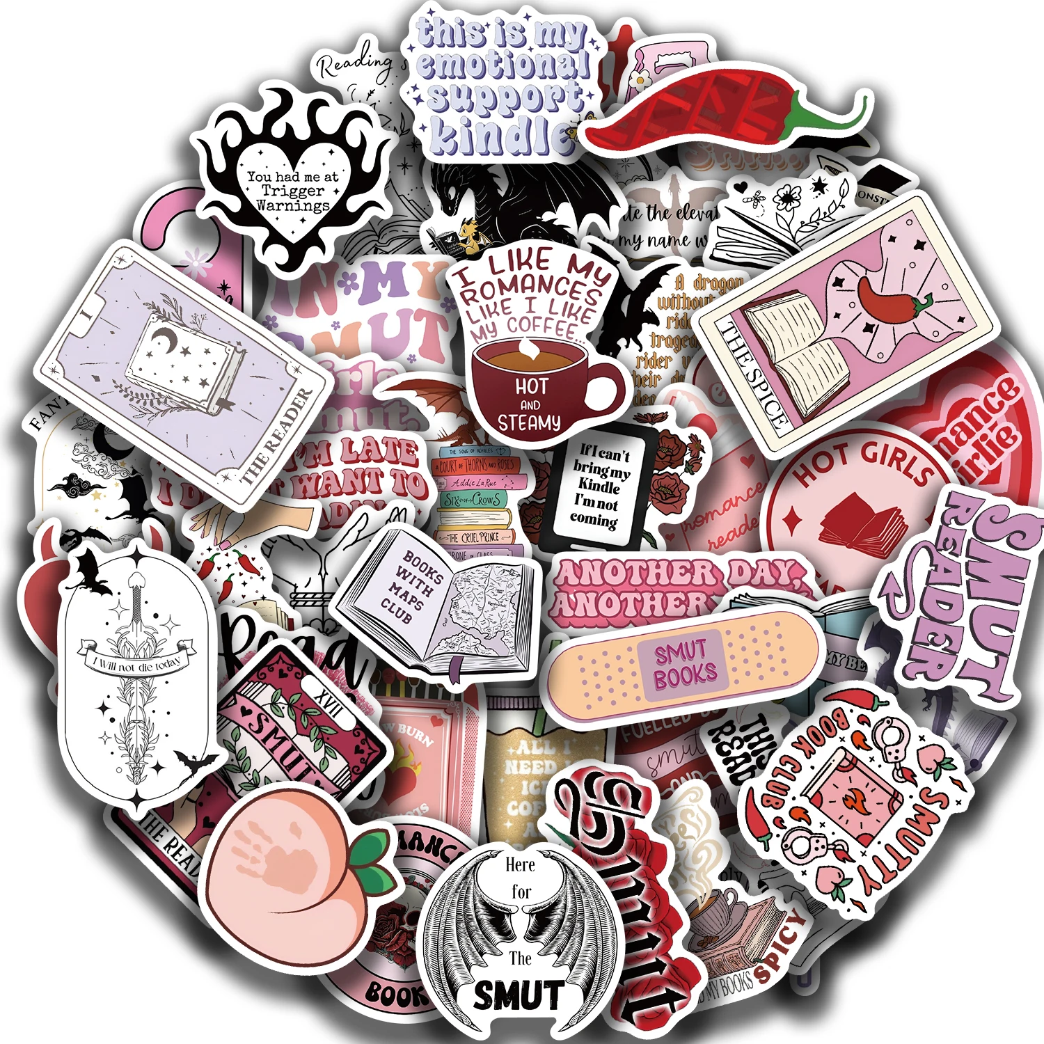 50-52pcs-Romance-Bookish-Spice-Reader-Stickers-Pink-Girl-Cartoon-Decals ...