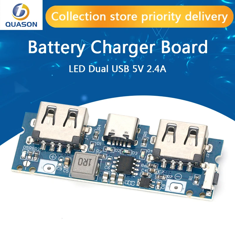 Lithium Battery Charger Board Led Dual Usb 5v 2.4a Micro/type-c Usb ...