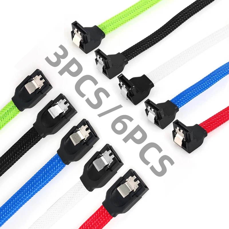 Lecolli 3PCS/6PCS SATA 3.0 III SATA3 7pin Data Cable 6Gb/S SSD Cables ...