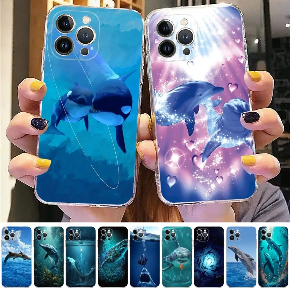 Sea-Animal-Cute-Dolphin-Phone-Case-For-iPhone-15-14-11-12-13-Mini-Pro ...