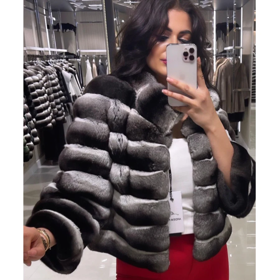 Real-Fur-Coat-Women-Luxury-Chinchilla-Colour-Fur-Coat-Short-Real-Rex ...