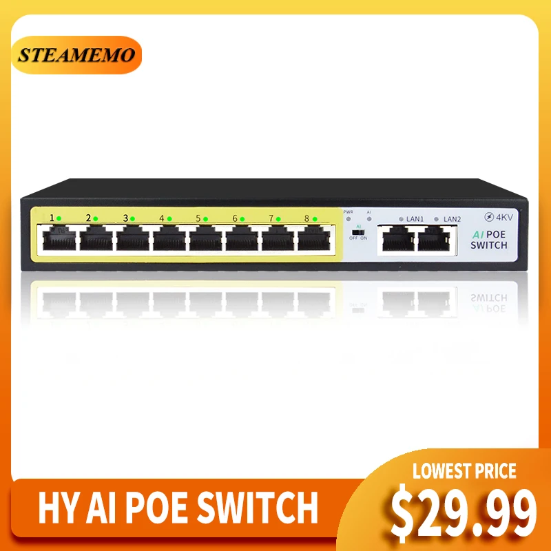 A série 8 de steamemo hy porta 48v poe switch 100m 90w fonte de ...