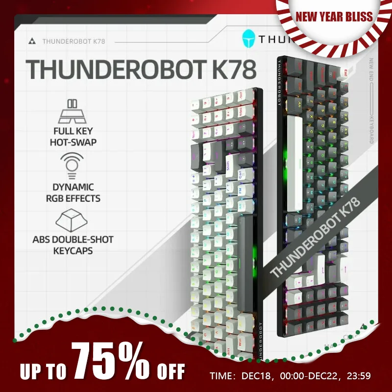 THUNDEROBOT-K78-TKL-Mechanical-Keyboard-Wired-RGB-78Key-75-Compact-TKL ...