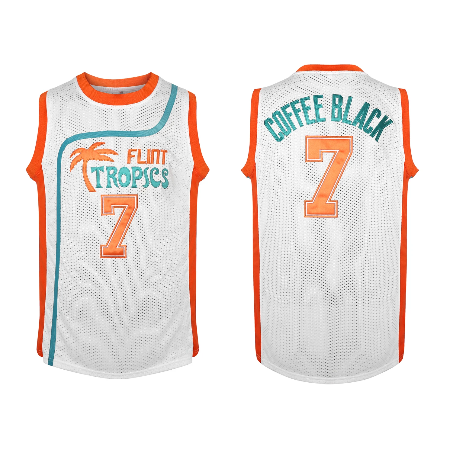 Camiseta de baloncesto de película Flint Tropics White 7 # Monix 11 ...
