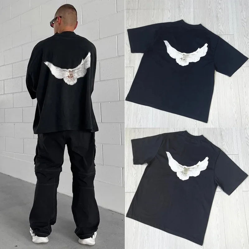 Camiseta-con-estampado-de-palomas-ovesizadas-Vintage-YZY-para-hombre ...