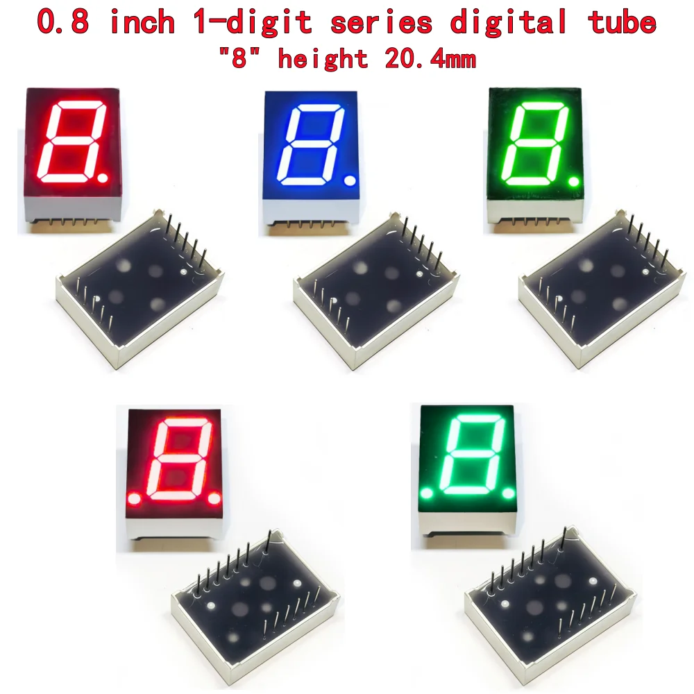 10PCS 0.8 inch 1-digit digital tube 20mmX27.7mm digital display screen ...